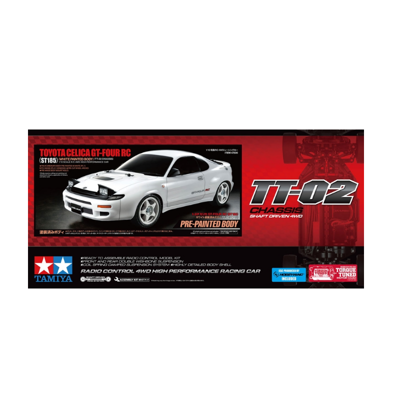TAMIYA Toyota Celica GT-Four ST185 TT-02 1:10 Kit White Painted Body - 47500 – RC Garage Hobby Shop