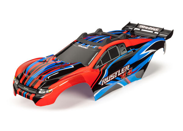 TRAXXAS Rustler 4WD Red/Blue Body Shell w/ Cage Frame - 6734R – RC ...